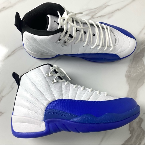 Shoes | Mens White Blue Basketball Sneakers Shoes Retro 12 Blueberry ...